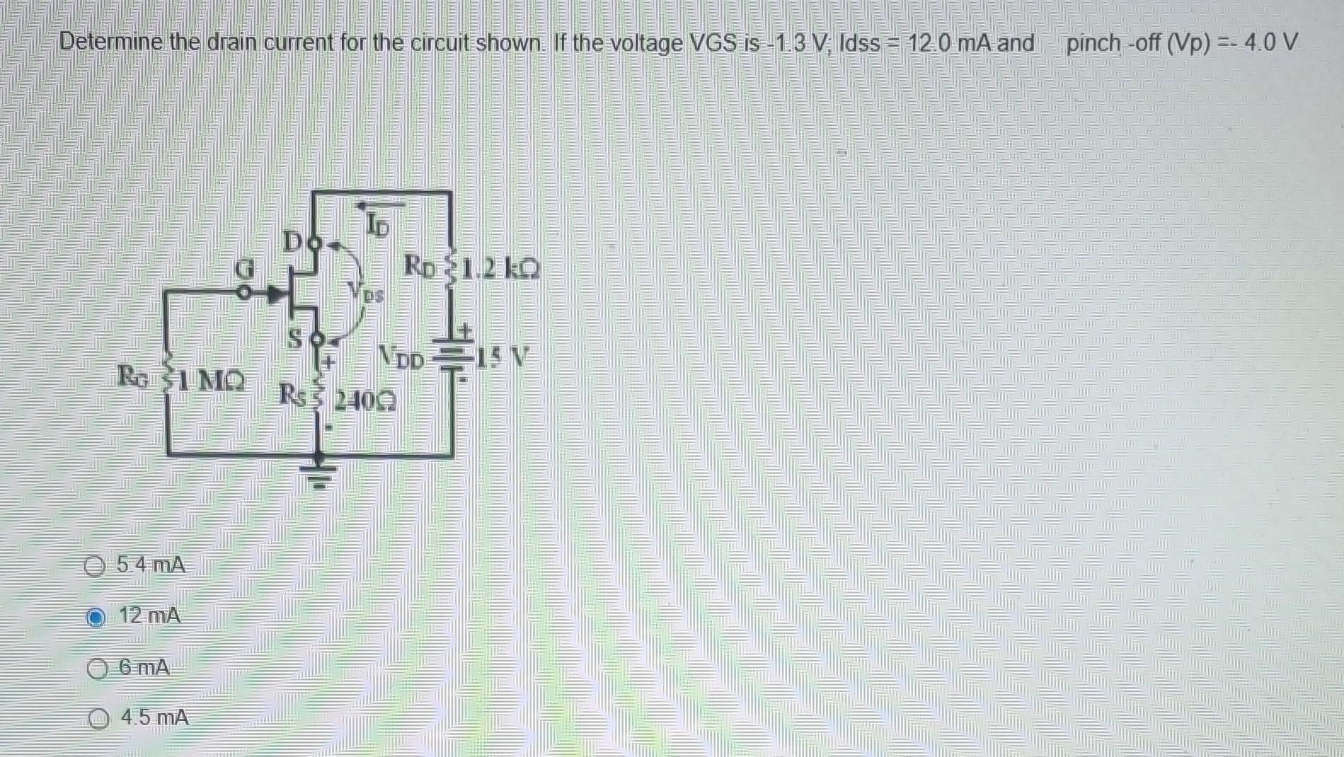 Solved Determine the drain current for the circuit shown. If | Chegg.com