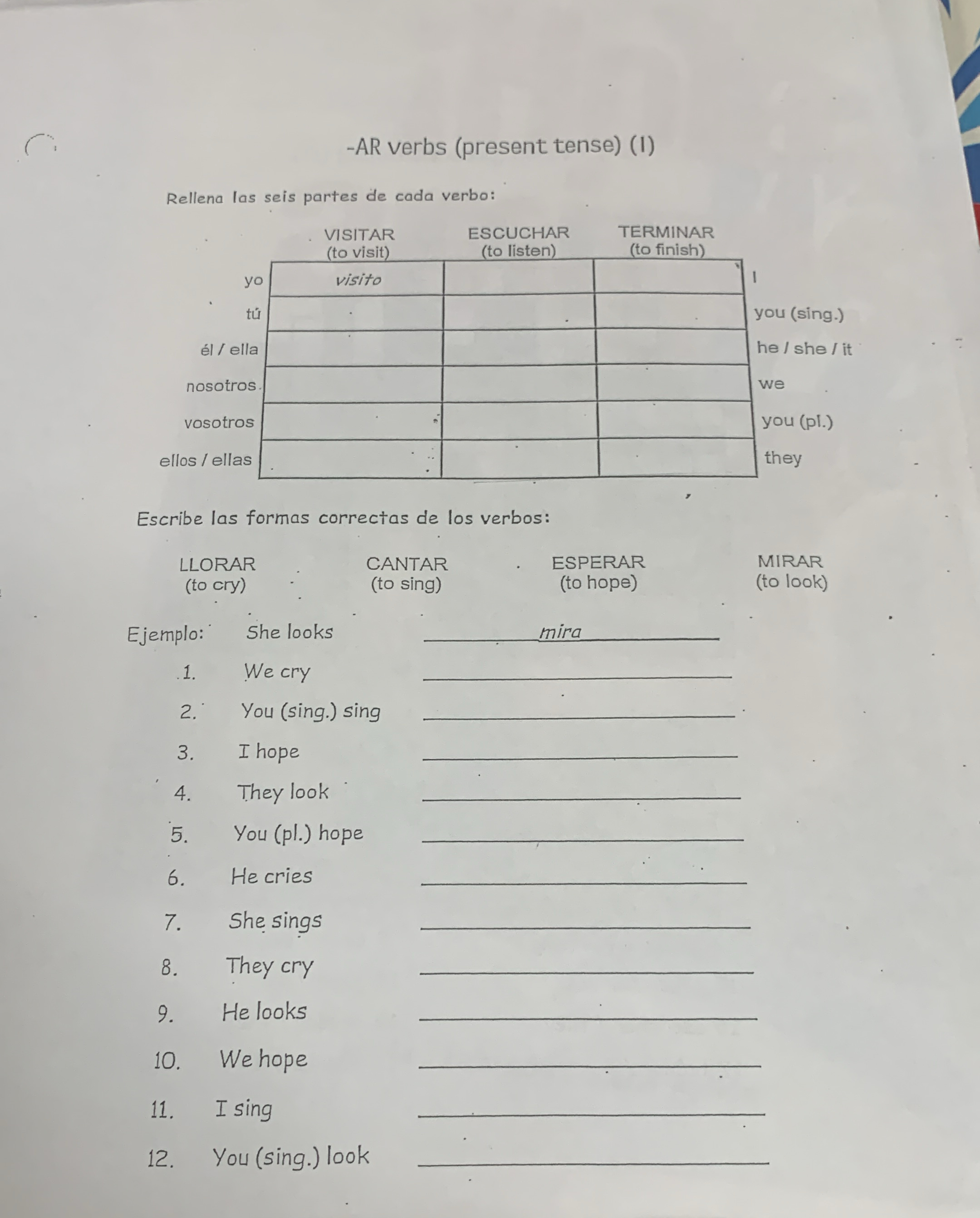 -AR verbs (present tense) (II)-AR verbs (present | Chegg.com