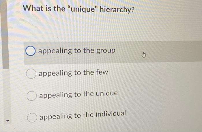 Solved What is the "unique" hierarchy? appealing to the | Chegg.com