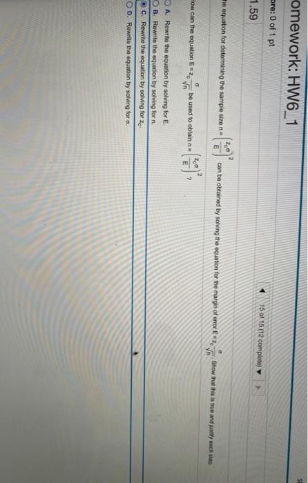 Solved U UI complete 6.1.59 The equation for determining the | Chegg.com