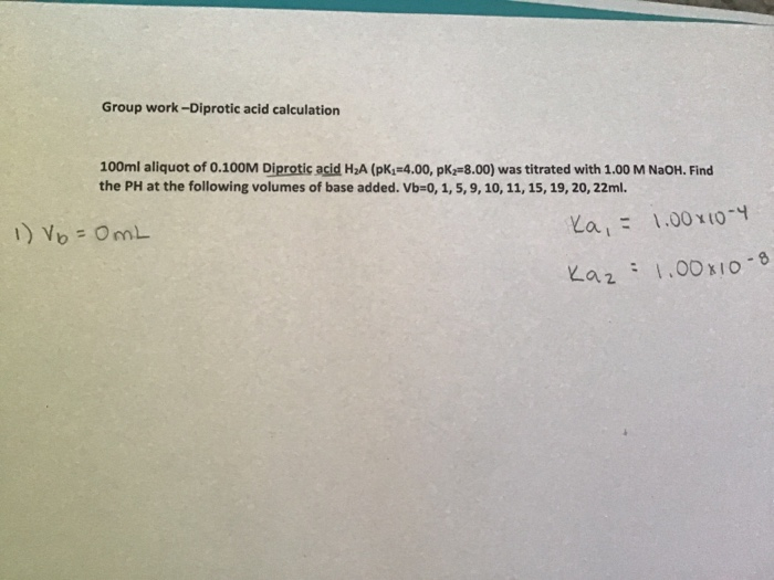 Solved Group work-Diprotic acid calculation 100ml aliquot of | Chegg.com