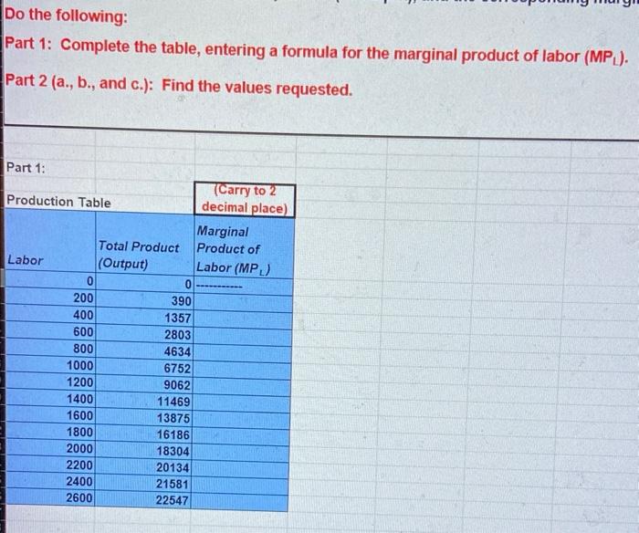Solved Do the following: Part 1: Complete the table, | Chegg.com