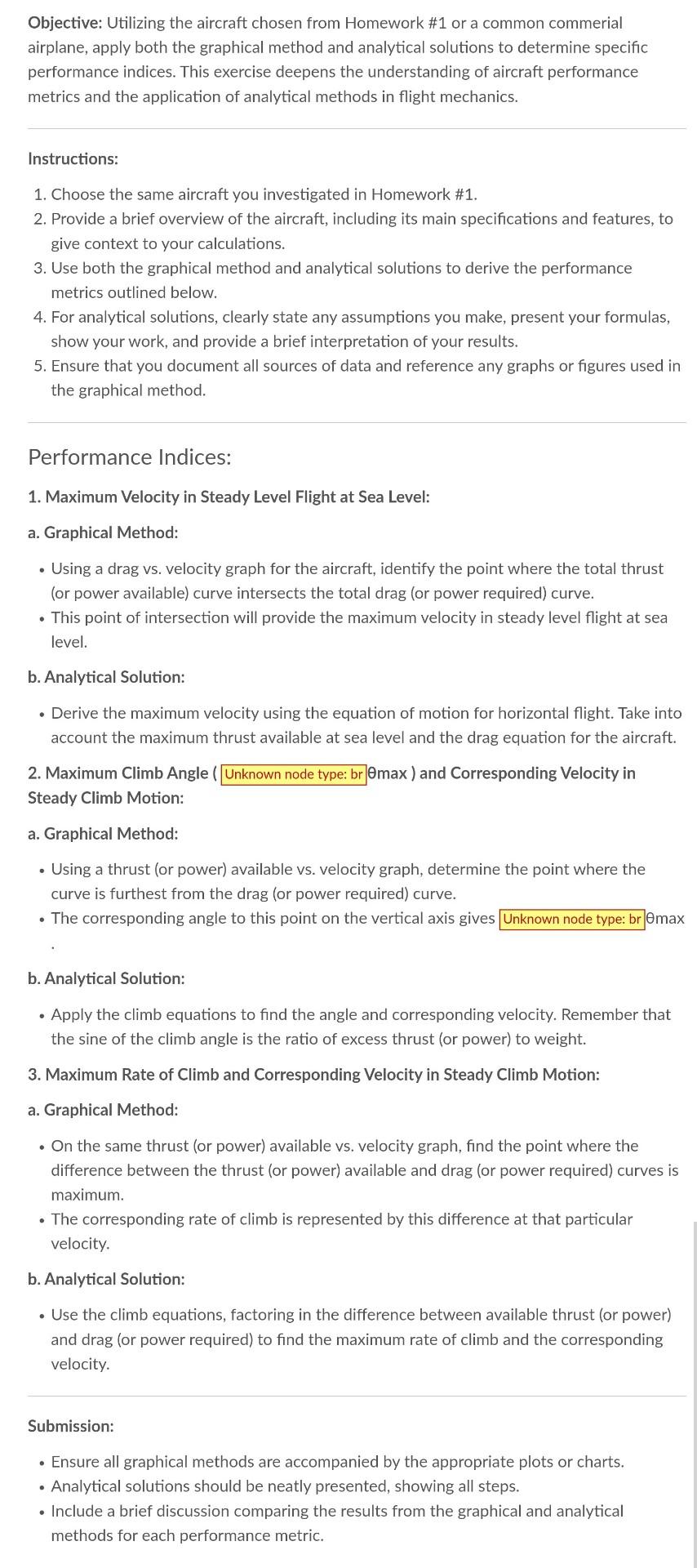 Solved Objective: Utilizing the aircraft chosen from | Chegg.com