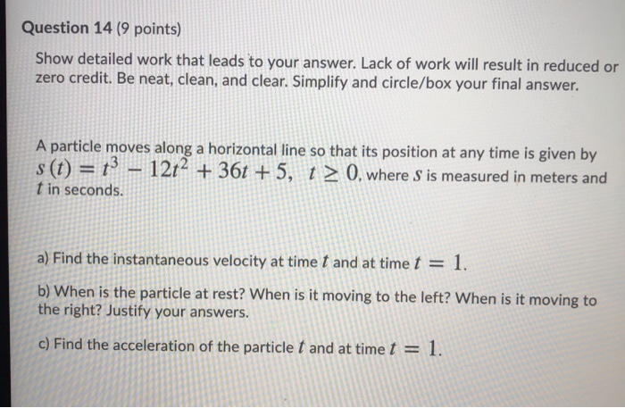 Solved A particle moves along a horizontal line so that its | Chegg.com