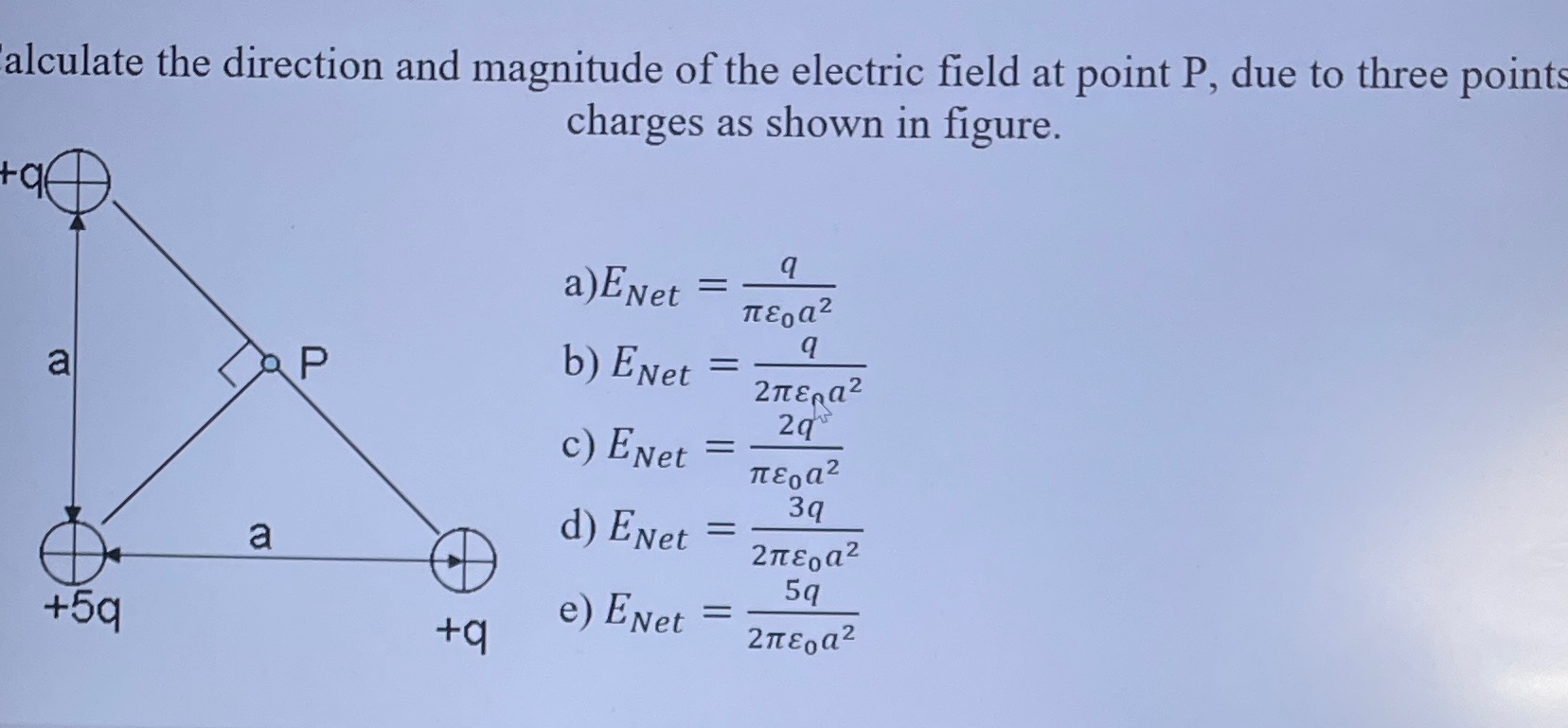 Solved Calculate the direction and magnitude of the electric | Chegg.com