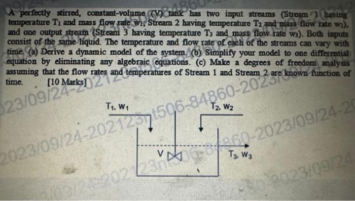 Solved A perfectly stirred, constant-volnme (CV) ataink has | Chegg.com