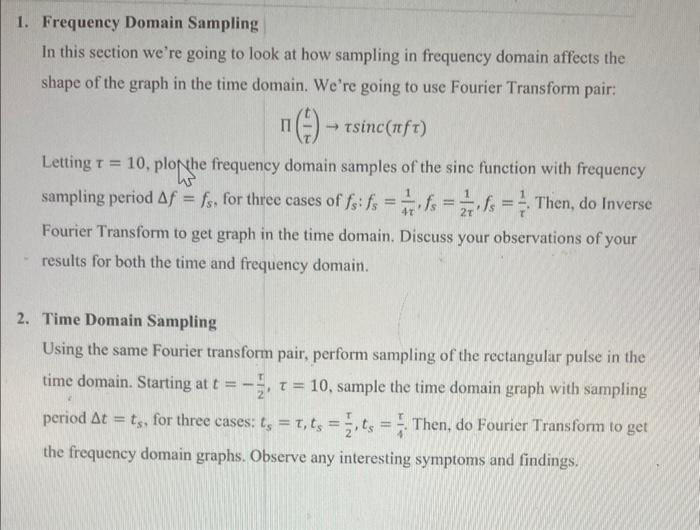Solved Frequency Domain Sampling In this section we're going | Chegg.com