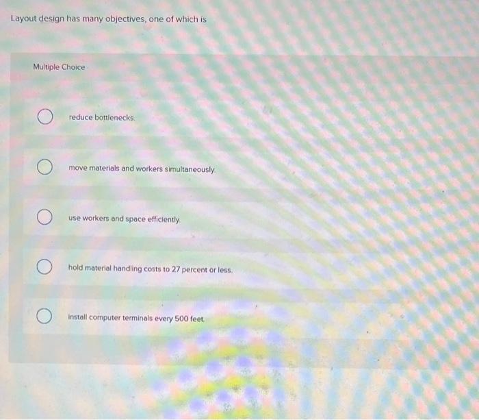 Solved Layout design has many objectives, one of which is | Chegg.com
