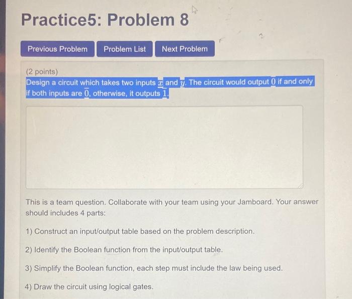 Solved Practice5: Problem 8 Previous Problem Problem List | Chegg.com
