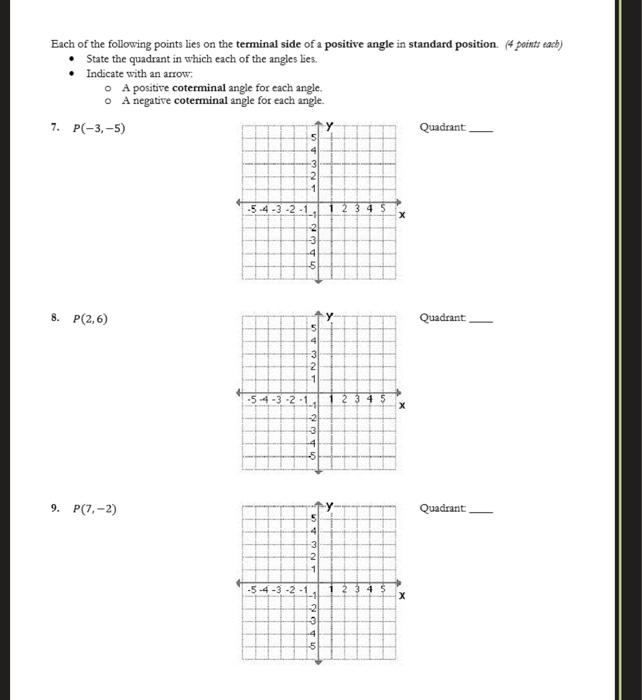 Solved Each of the following points lies on the terminal | Chegg.com