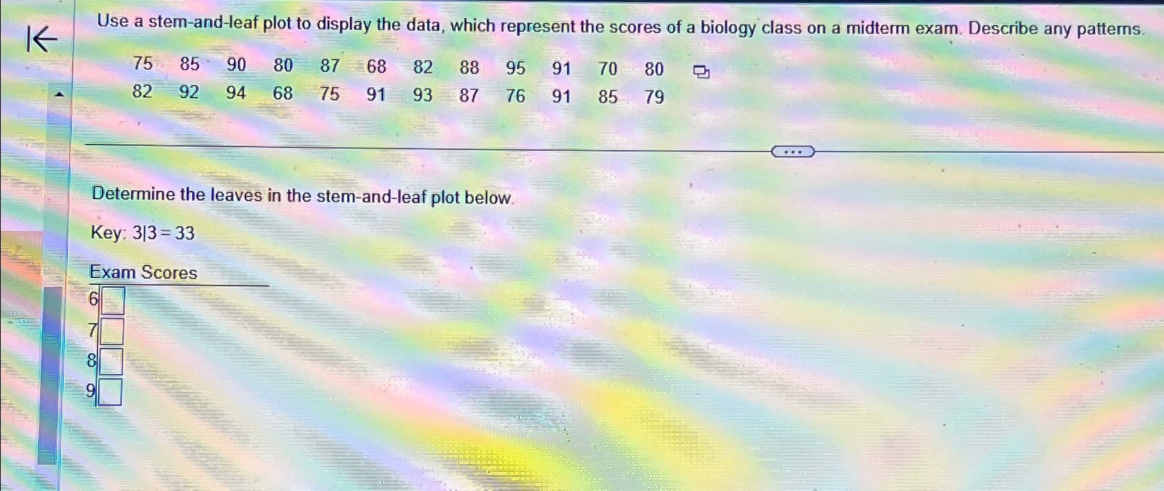 Solved Use a stem-and-leaf plot to display the data, which | Chegg.com