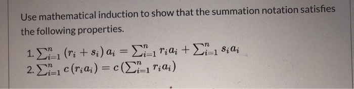 Solved Use mathematical induction to show that the summation | Chegg.com
