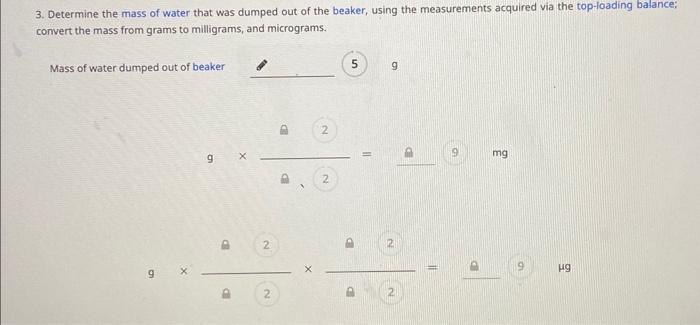Solved 3. Determine the mass of water that was dumped out of | Chegg.com