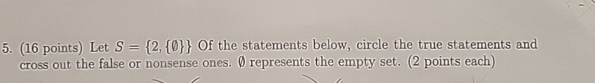 Solved (16 ﻿points) ﻿Let Of the statements below, circle | Chegg.com