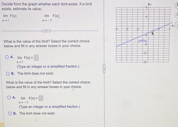 Solved Decide from the graph whether each limit exists. If a | Chegg.com