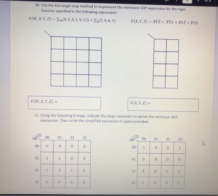 Solved 10. Use the Karnaugh map method to implement the | Chegg.com