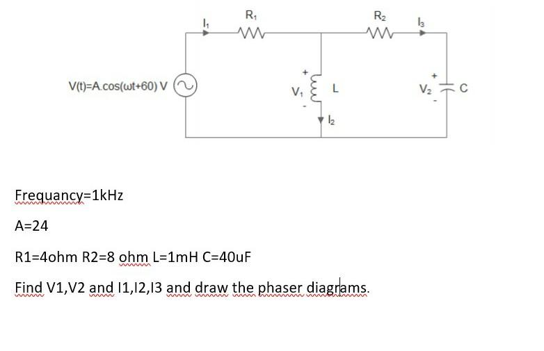Solved Frequancy=1kHz A=24 R1=4ohm R2=8 ohm L=1mH | Chegg.com
