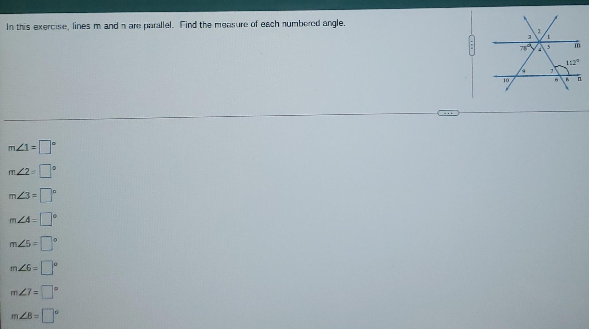 Solved In this exercise, lines m and n are parallel. Find | Chegg.com