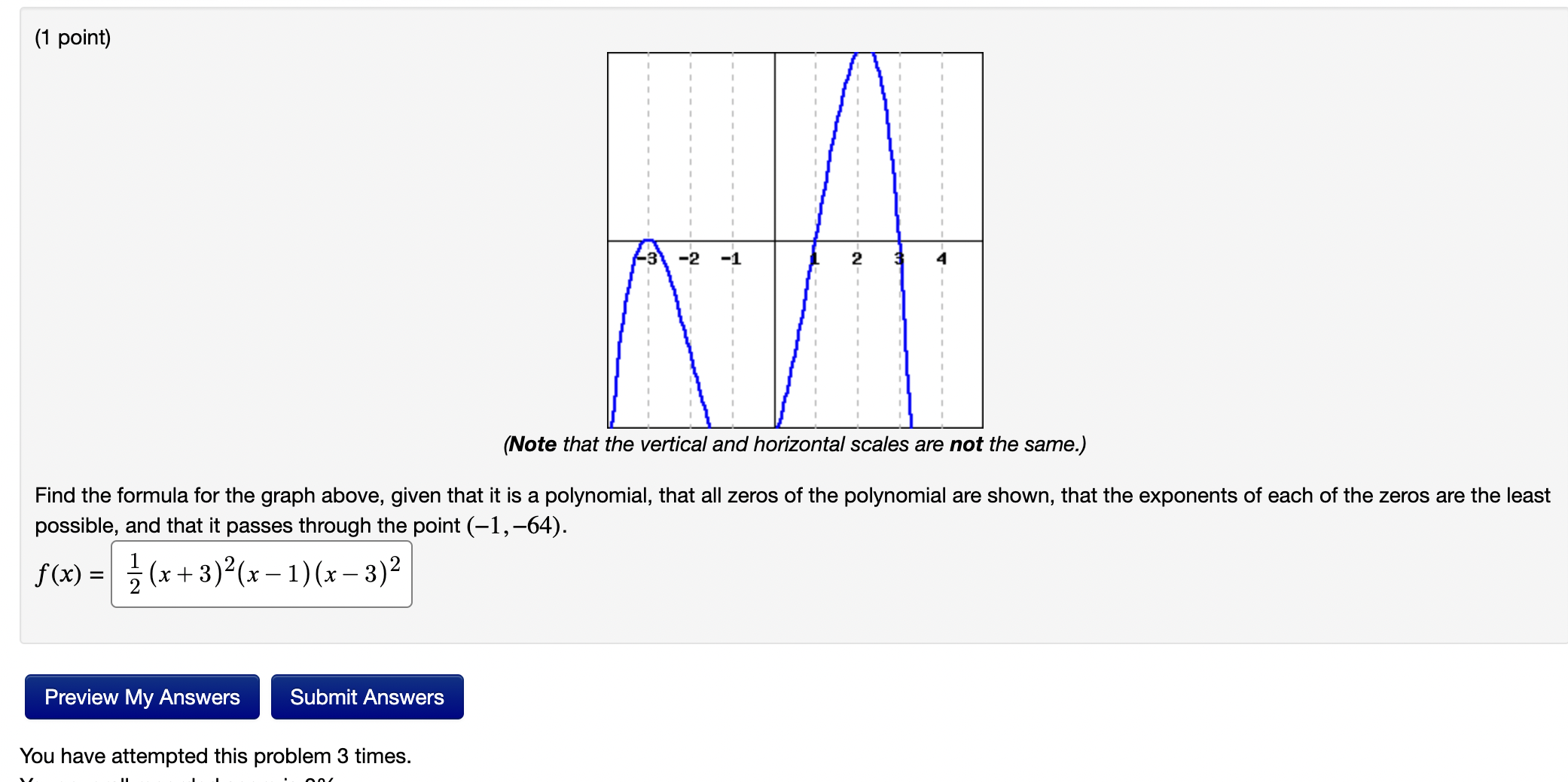 Solved (1 ﻿point)(Note that the vertıcal ana norizontal | Chegg.com