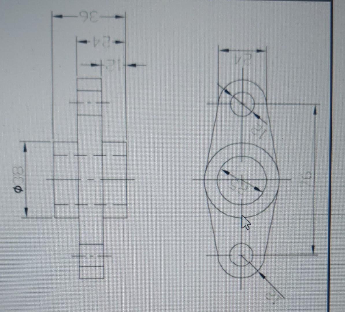 Solved draw oblique view of the object which it's front and | Chegg.com