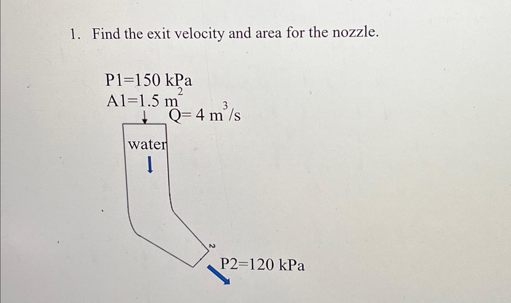 Solved Find the exit velocity and area for the nozzle. | Chegg.com