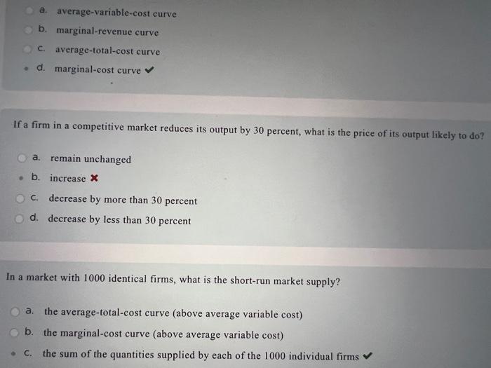 Solved A Average Variable Cost Curve B Marginal Revenue