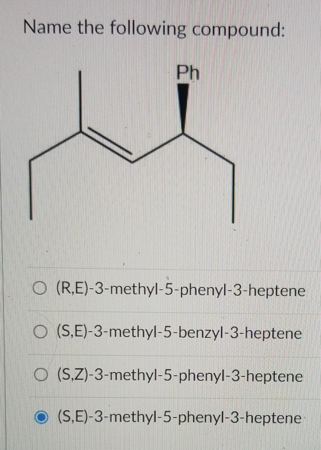 Solved Name the following compound: | Chegg.com