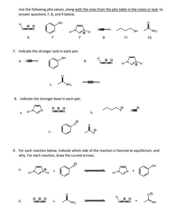 Solved Use the following pKa values, along with the ones | Chegg.com