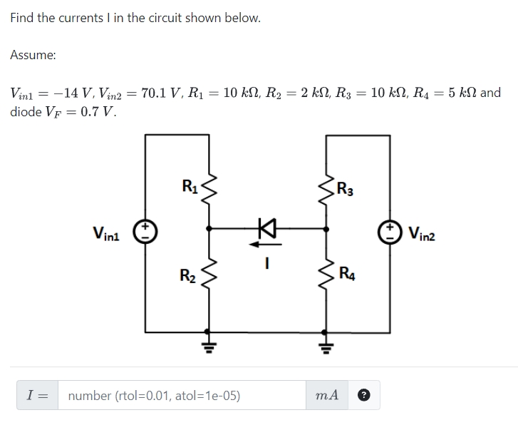 Solved Find the currents I in the circuit shown | Chegg.com