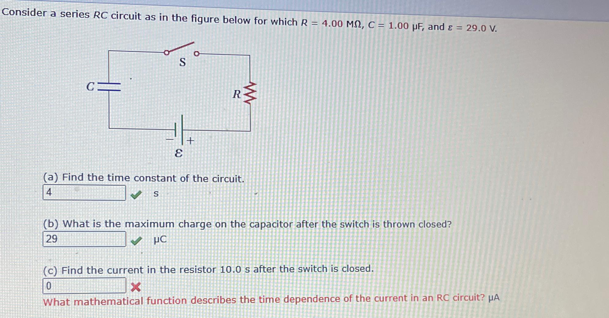 Solved Consider a series RC ﻿circuit as in the figure below | Chegg.com