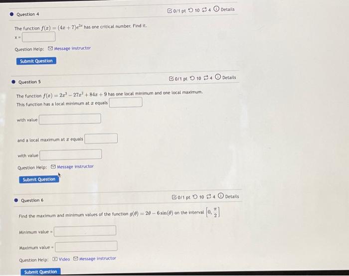 Solved The function f(x)=(4x+7)e2x has one critical number, | Chegg.com