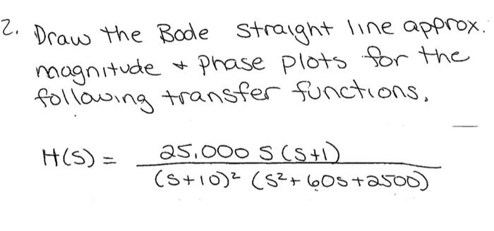 Solved 2. Draw the Bode straight line approximation | Chegg.com