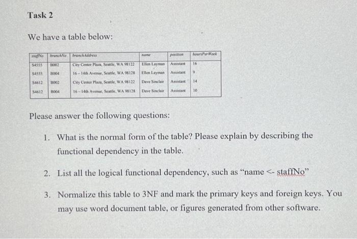 Solved We have a table below: Please answer the following | Chegg.com
