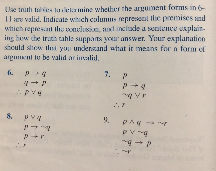 Solved Use truth tables to determine whether the argument | Chegg.com