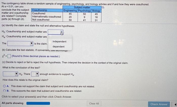 Solved The contingency table shows a random sample of | Chegg.com