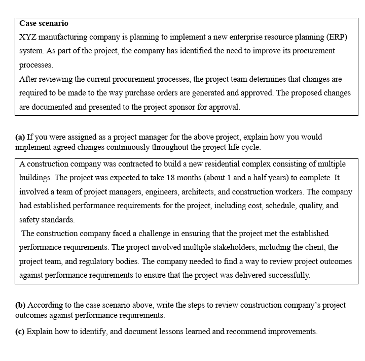 Solved Case scenario XYZ manufacturing company is planning | Chegg.com
