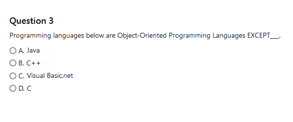 Solved Question 3Programming languages below are | Chegg.com