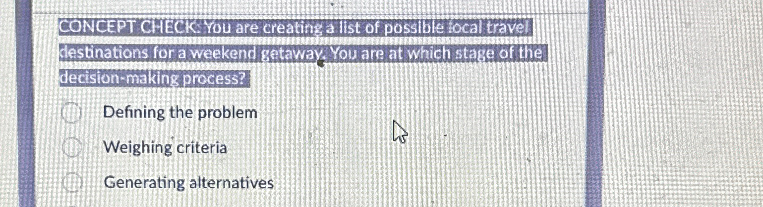 Solved CONCEPT CHECK: You are creating a list of possible | Chegg.com