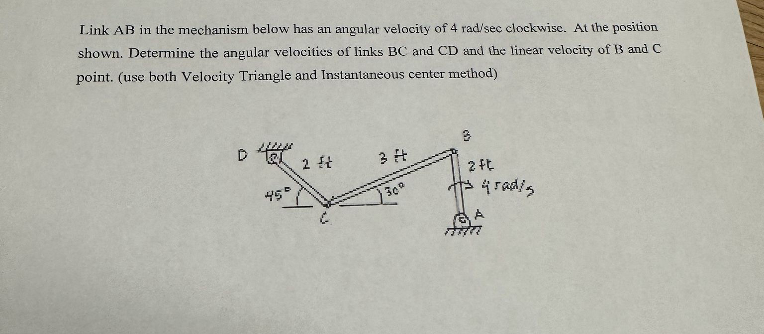 Solved Link AB ﻿in the mechanism below has an angular | Chegg.com
