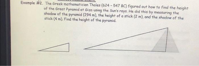 Solved Example #2. The Greek mathematician Thales (624-547 | Chegg.com