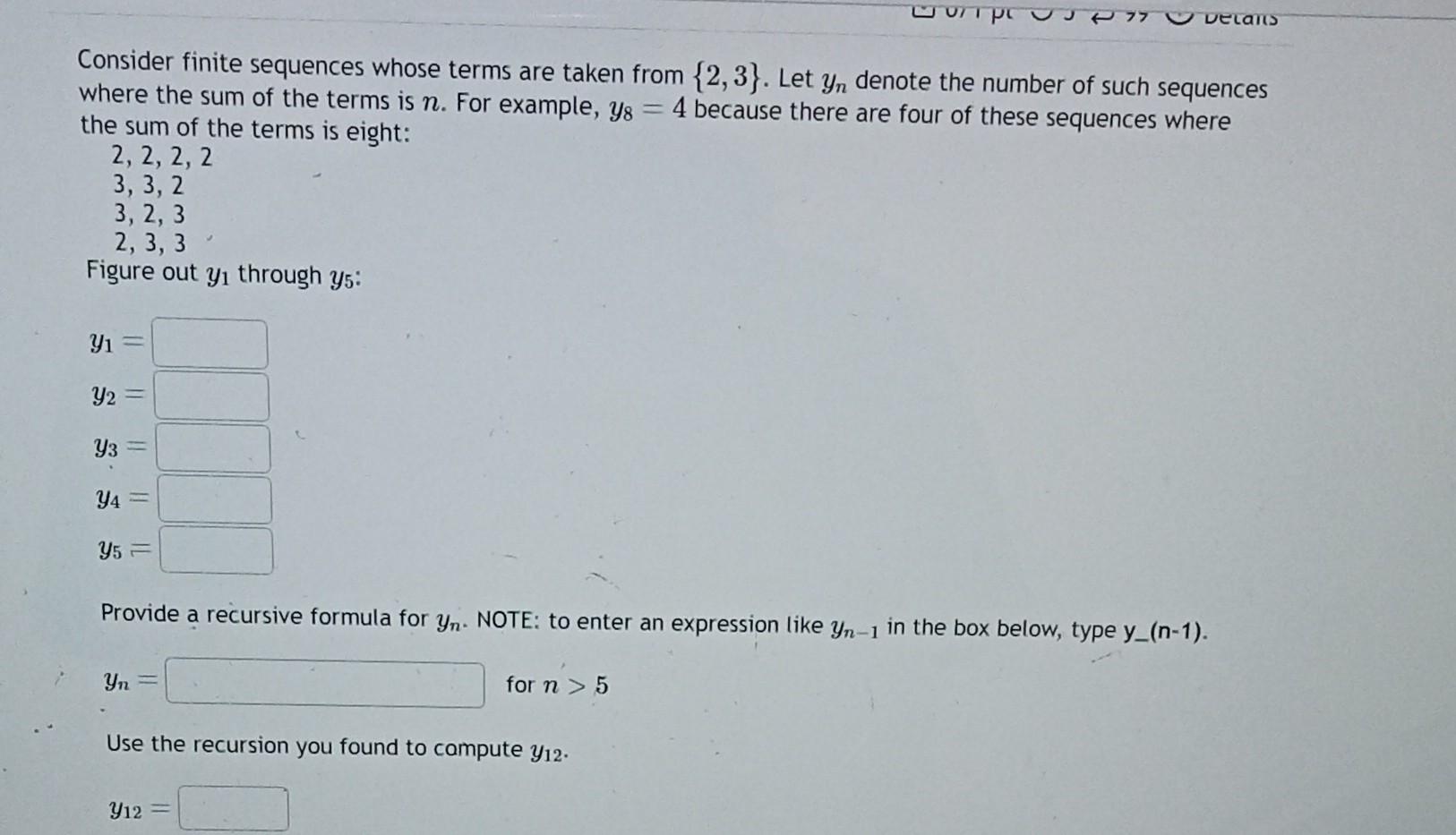 Solved Consider finite sequences whose terms are taken from | Chegg.com