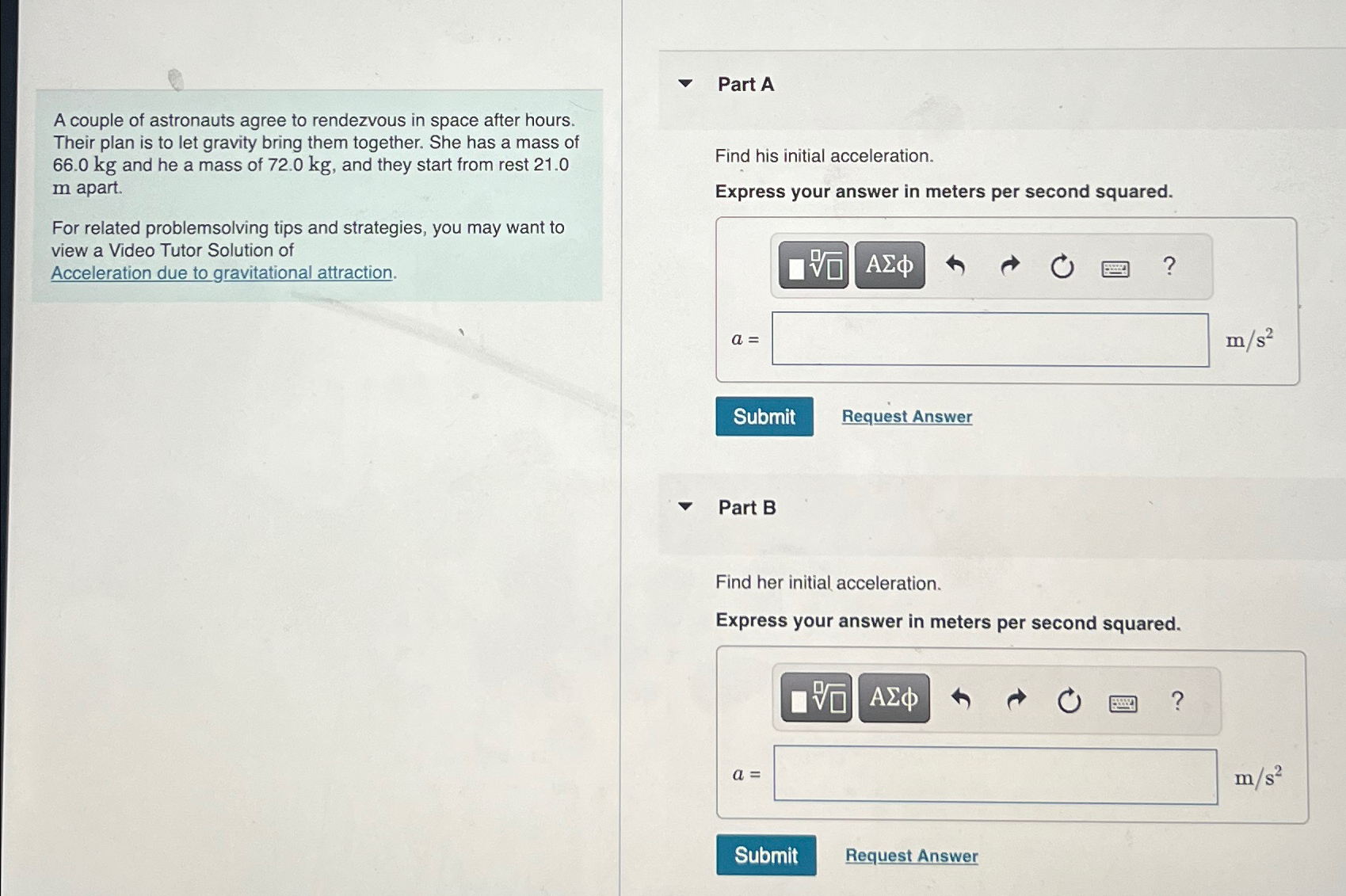 Solved A couple of astronauts agree to rendezvous in space | Chegg.com