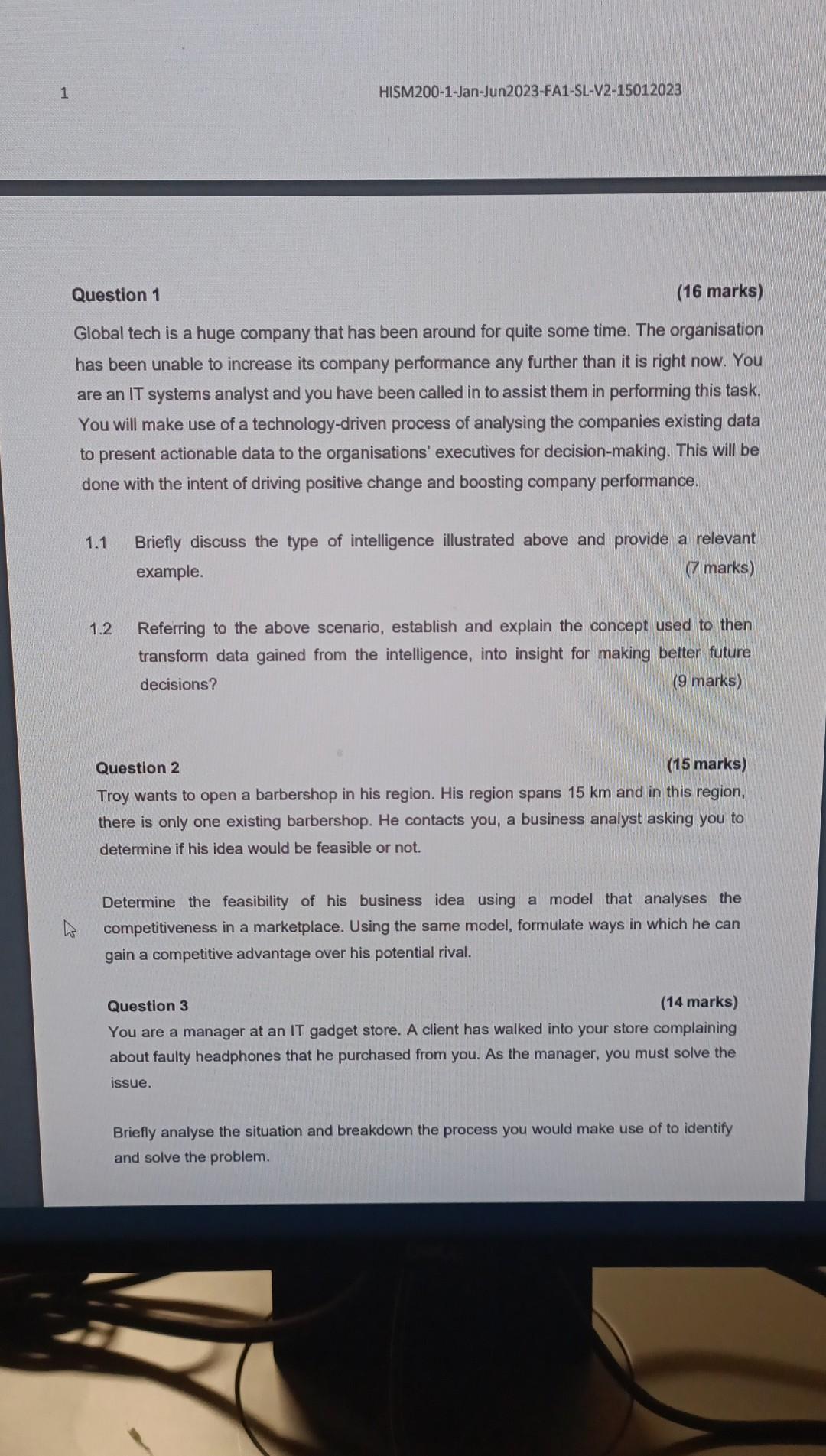 Solved Question 1 (16 marks) Global tech is a huge company | Chegg.com