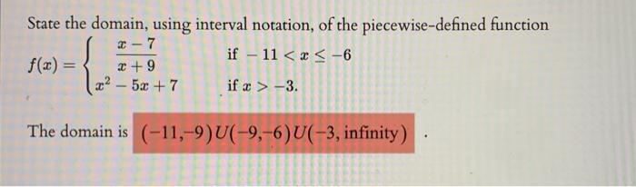 Solved State the domain, using interval notation, of the | Chegg.com