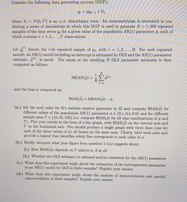 Consider the following data generating process (DGP): | Chegg.com