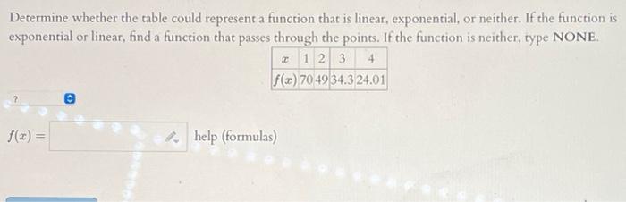 Solved Determine whether the table could represent a | Chegg.com