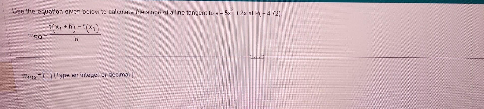 Solved Use the equation given below to calculate the slope | Chegg.com