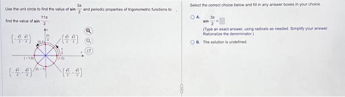 Solved Use the unit circie to find the value of sin23π and | Chegg.com