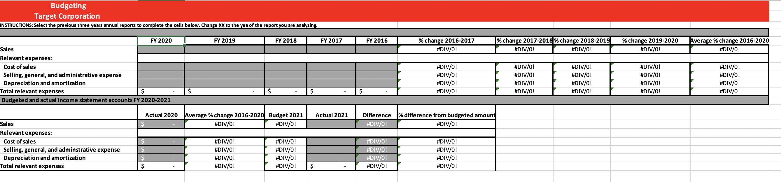 Help with this for Target using annual | Chegg.com
