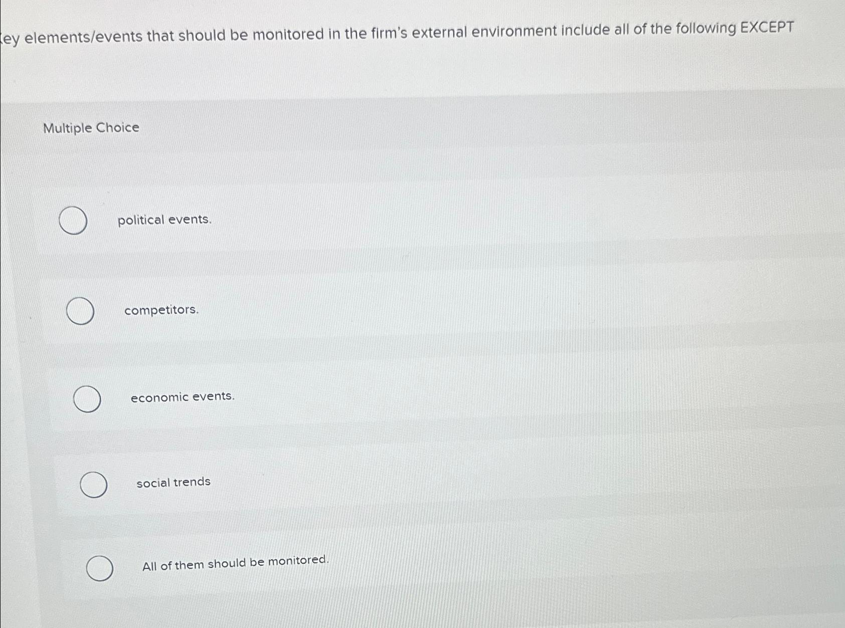 Solved ley elements/events that should be monitored in the | Chegg.com